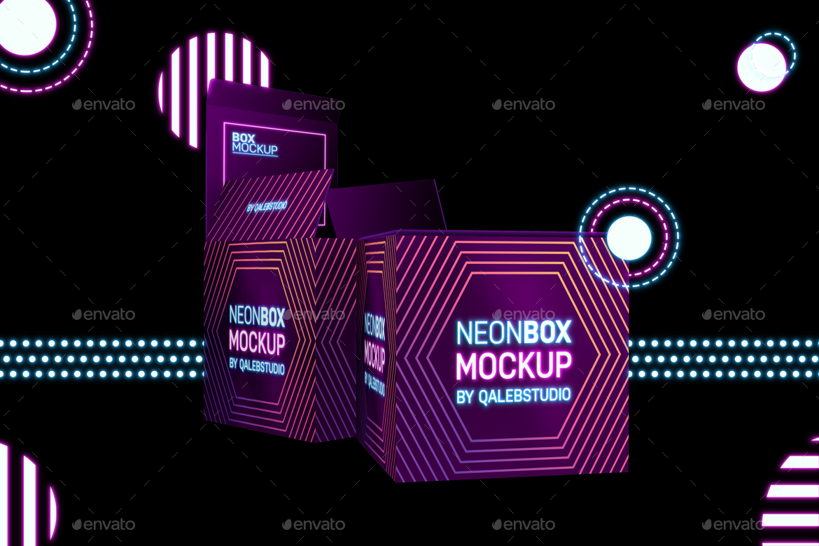 Neon Box Mockup, Graphics | GraphicRiver
