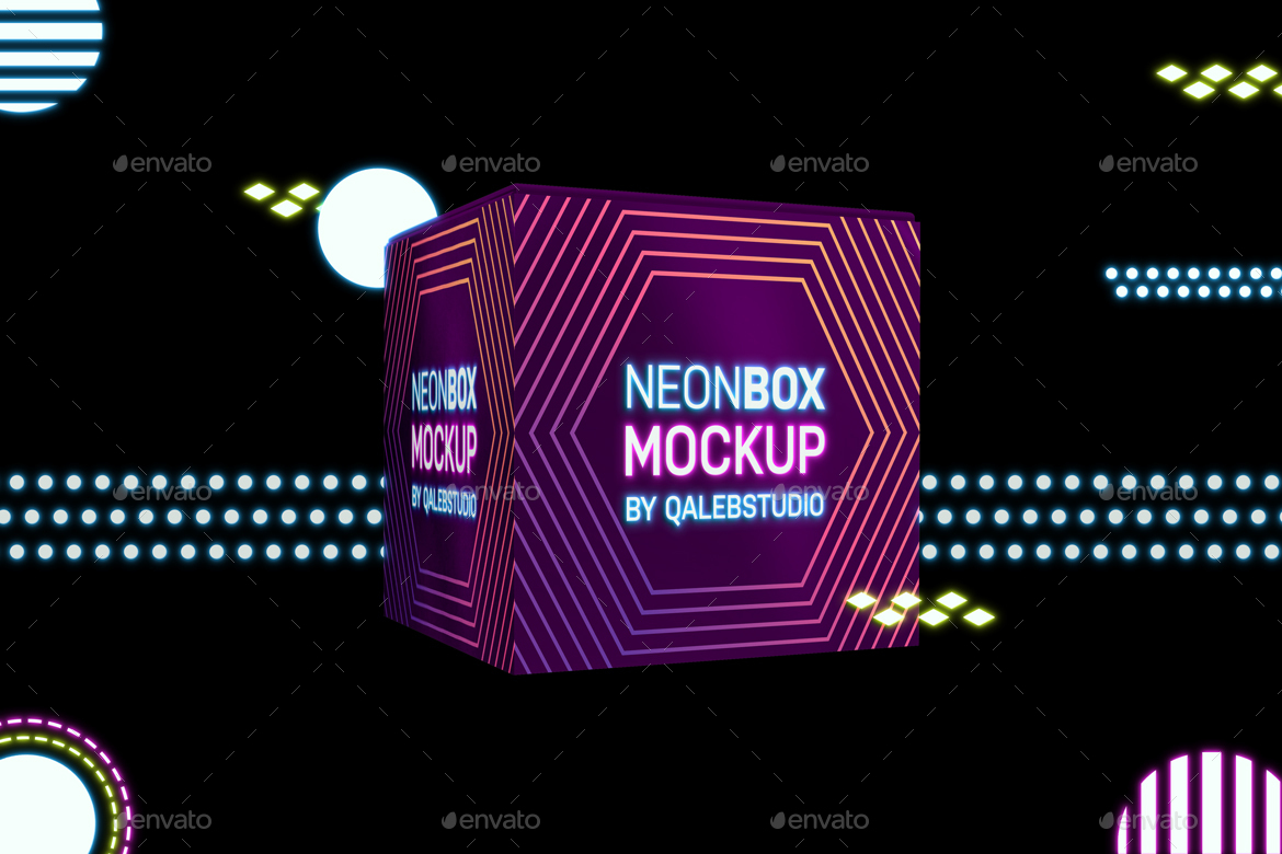Neon Box Mockup, Graphics | GraphicRiver