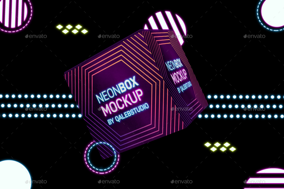 Neon Box Mockup, Graphics | GraphicRiver