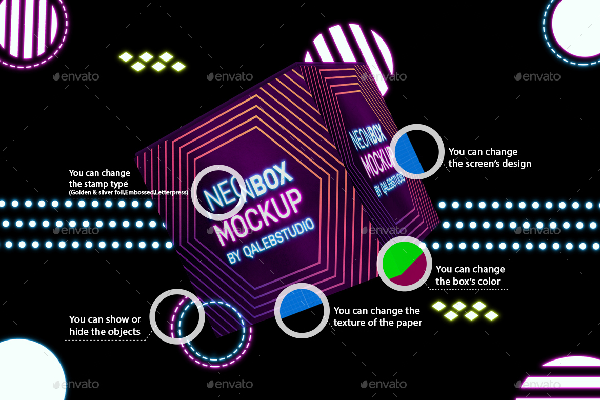 Neon Box Mockup, Graphics | GraphicRiver