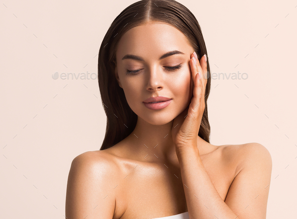 Model girl with fresh clean healthy skin beautiful portrait Stock Photo ...