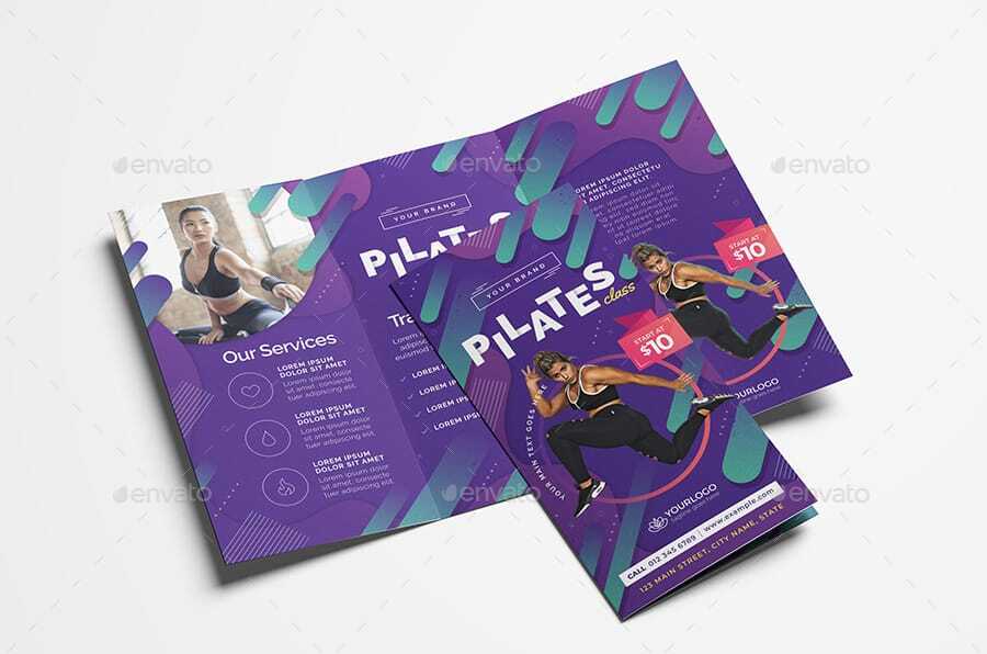 Pilates Gym Trifold Brochure, Print Templates | GraphicRiver