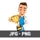 3D Doctor Standing with Gold Trophy Cup, Graphics | GraphicRiver