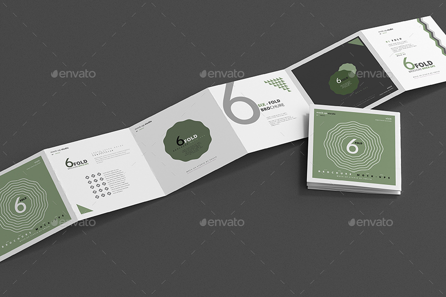 Six Fold Square Brochure Mockups, Graphics | GraphicRiver