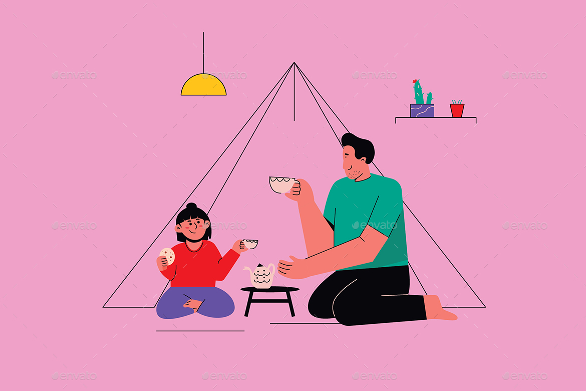 My Daddy & Me Fathers Day Illustration, Vectors | GraphicRiver