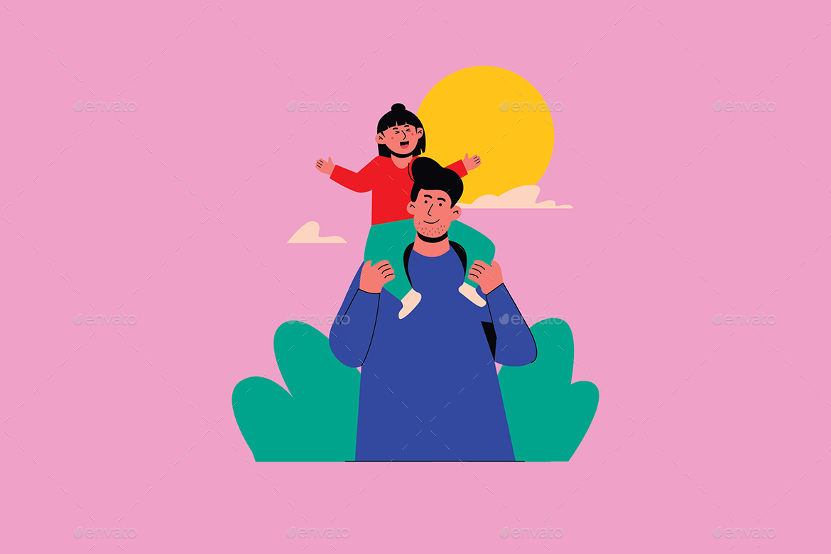 My Daddy & Me Fathers Day Illustration, Vectors | GraphicRiver