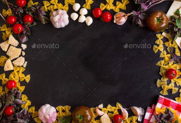 Italian food background with ingredients Stock Photo by its_al_dente