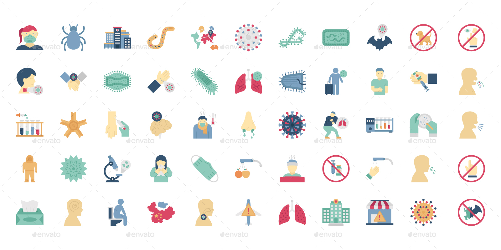 150 Coronavirus Vector Icons, Icons | GraphicRiver