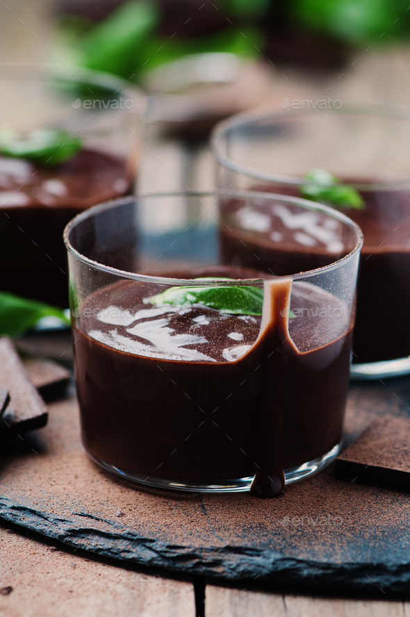 Chocolate mousse with basil Stock Photo by OxanaDenezhkina | PhotoDune