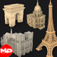 5 Famous Landmark France Sightseeing 3D Print Low Poly by multimedia4d