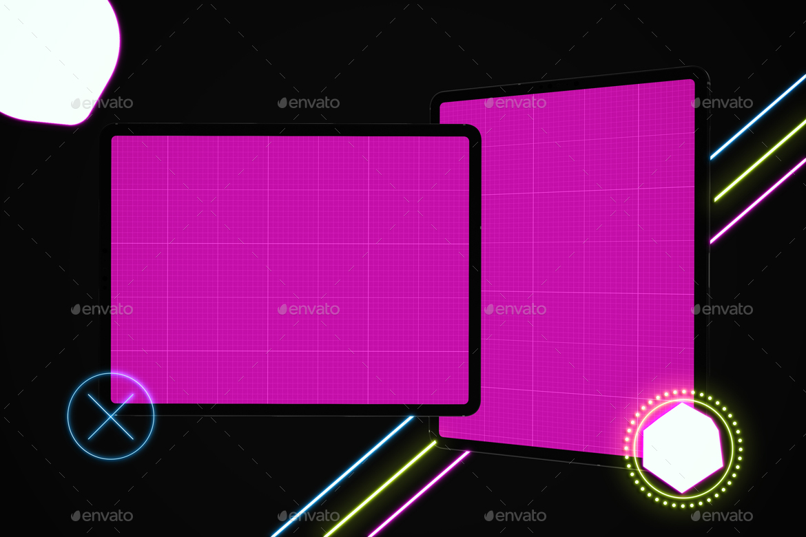 Neon Tablet Pro Mockup, Graphics | GraphicRiver