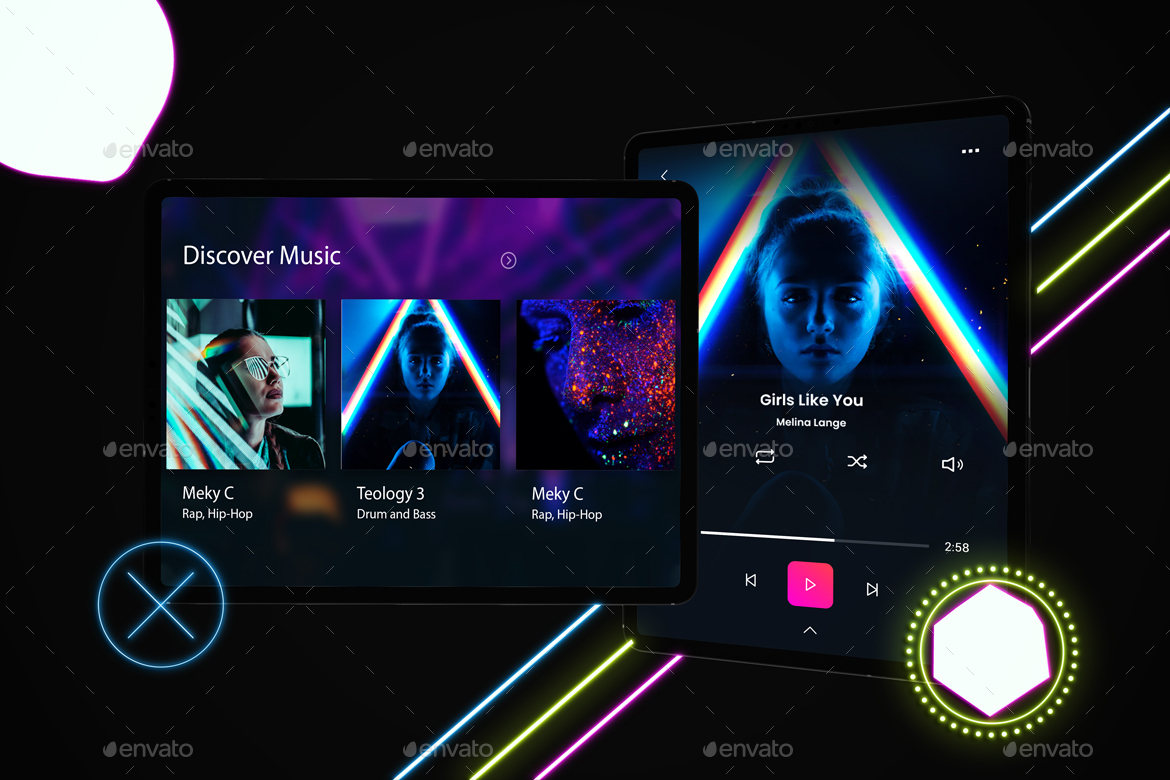Neon Tablet Pro Mockup, Graphics | GraphicRiver