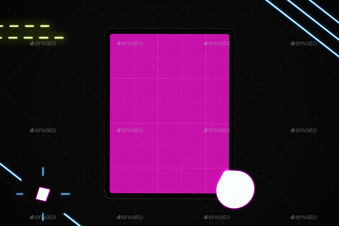 Neon Tablet Pro Mockup, Graphics | GraphicRiver