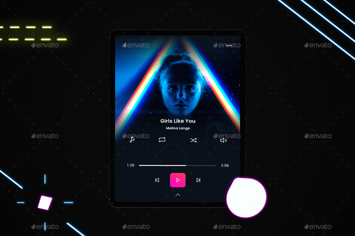 Neon Tablet Pro Mockup, Graphics | GraphicRiver