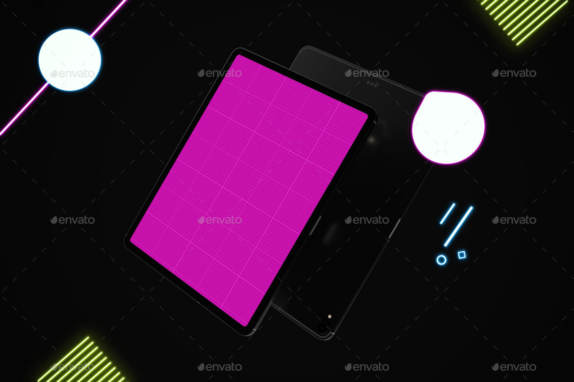 Neon Tablet Pro Mockup, Graphics | GraphicRiver