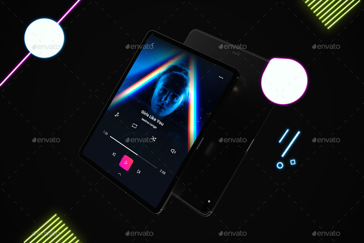Neon Tablet Pro Mockup, Graphics | GraphicRiver