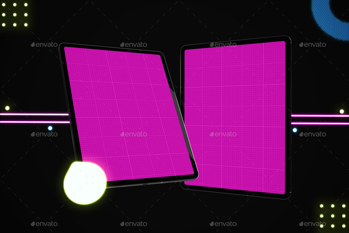 Neon Tablet Pro Mockup, Graphics | GraphicRiver