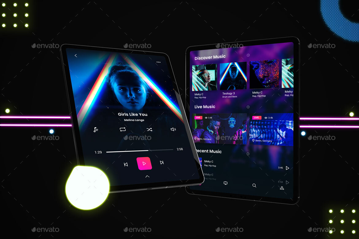 Neon Tablet Pro Mockup, Graphics | GraphicRiver