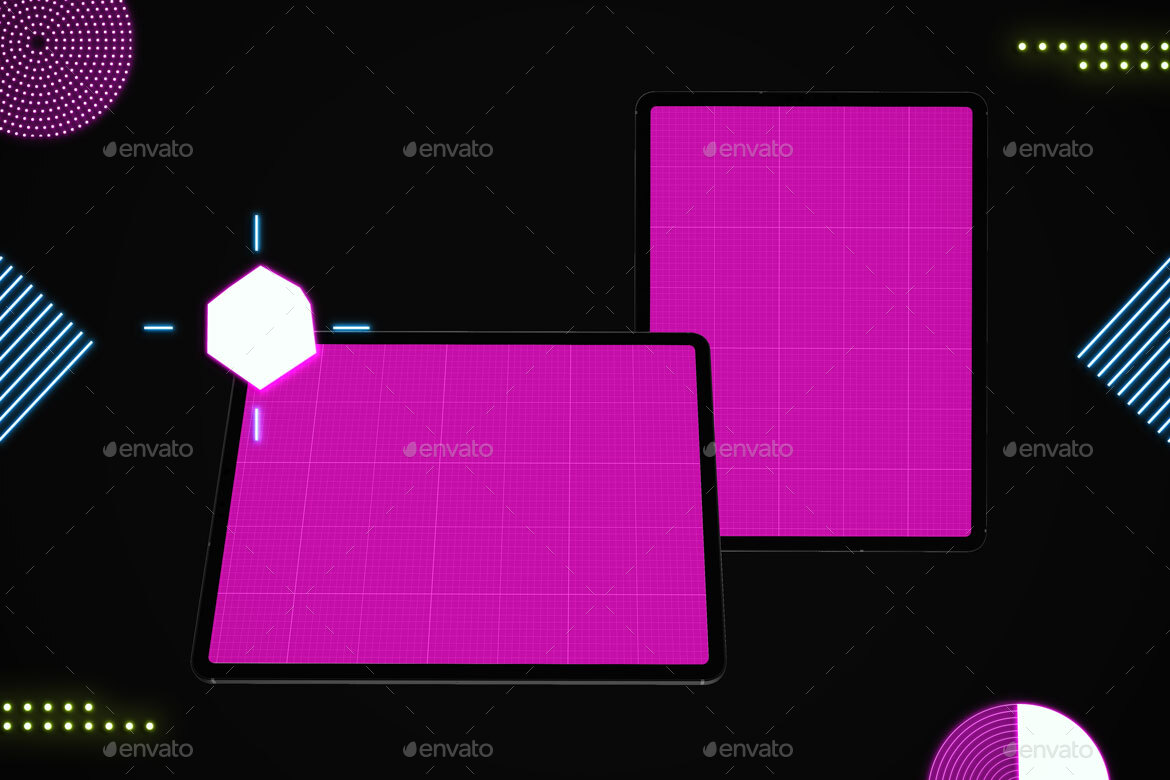 Neon Tablet Pro Mockup, Graphics | GraphicRiver