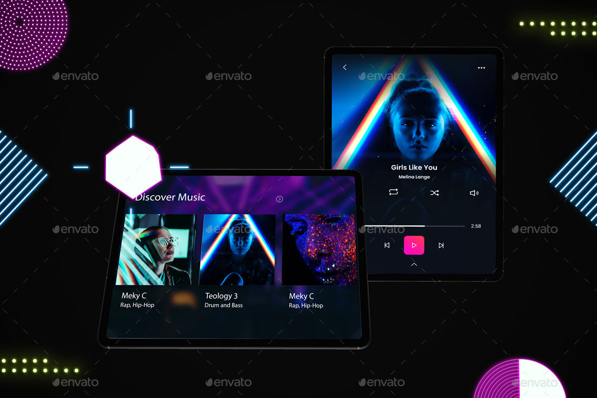 Neon Tablet Pro Mockup, Graphics | GraphicRiver