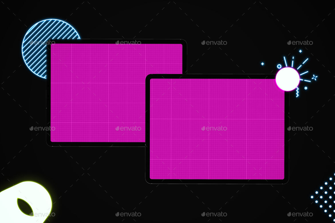 Neon Tablet Pro Mockup, Graphics | GraphicRiver