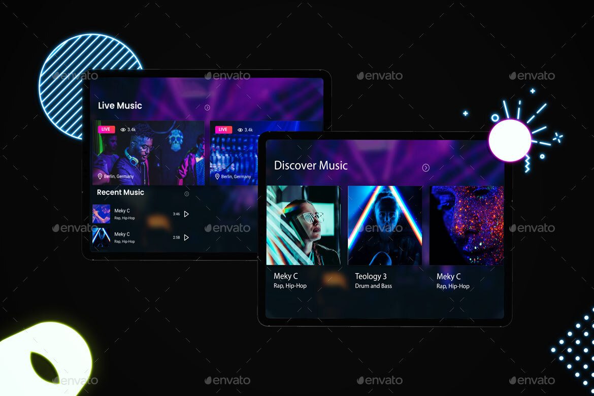 Neon Tablet Pro Mockup, Graphics | GraphicRiver