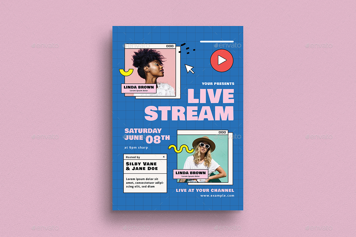 Live Stream Event Flyer Set, Print Templates | GraphicRiver
