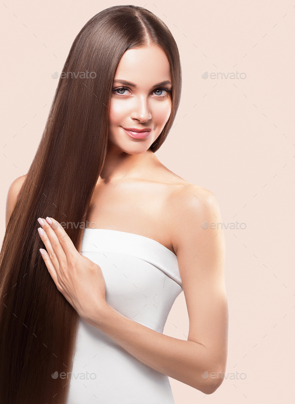 Smooth long hair woman beauty portrait Stock Photo by kiraliffe | PhotoDune