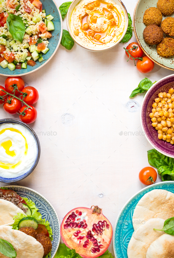 Middle eastern traditional dishes background Stock Photo by its_al_dente