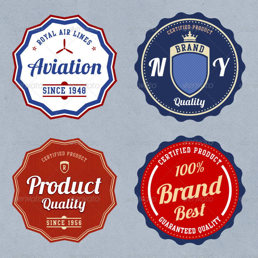 23 badges + 17 vintage iOS icons, Web Elements | GraphicRiver