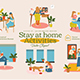 Stay At Home Activities Vector Clipart Covid-19 Quarantine Series, Vectors