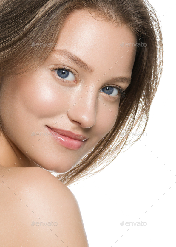 Fresh healthy skin woman happy smile face spa concept Stock Photo by ...