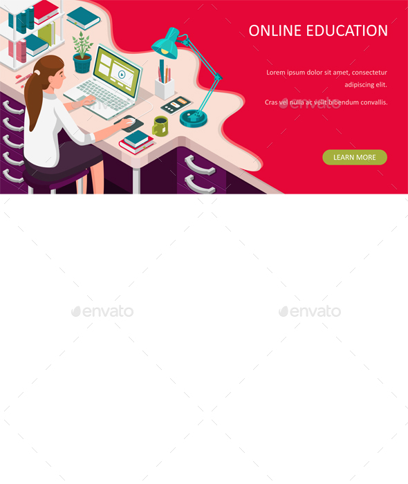 Learning Online at Home, Vectors | GraphicRiver