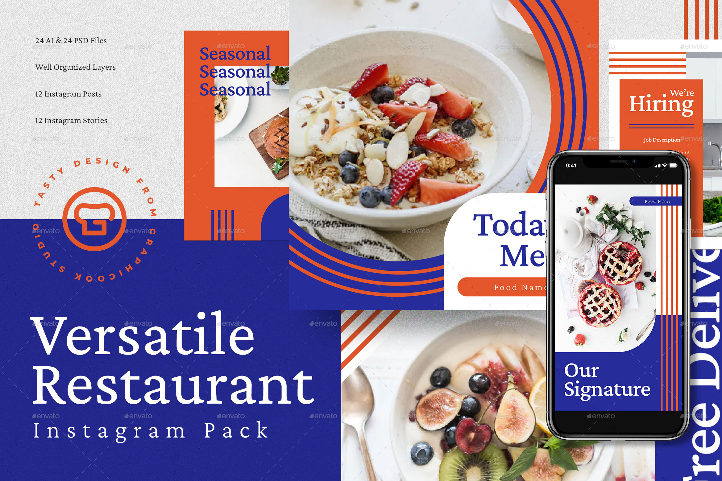 Versatile Restaurant Menu Insta Pack, Web Elements | GraphicRiver