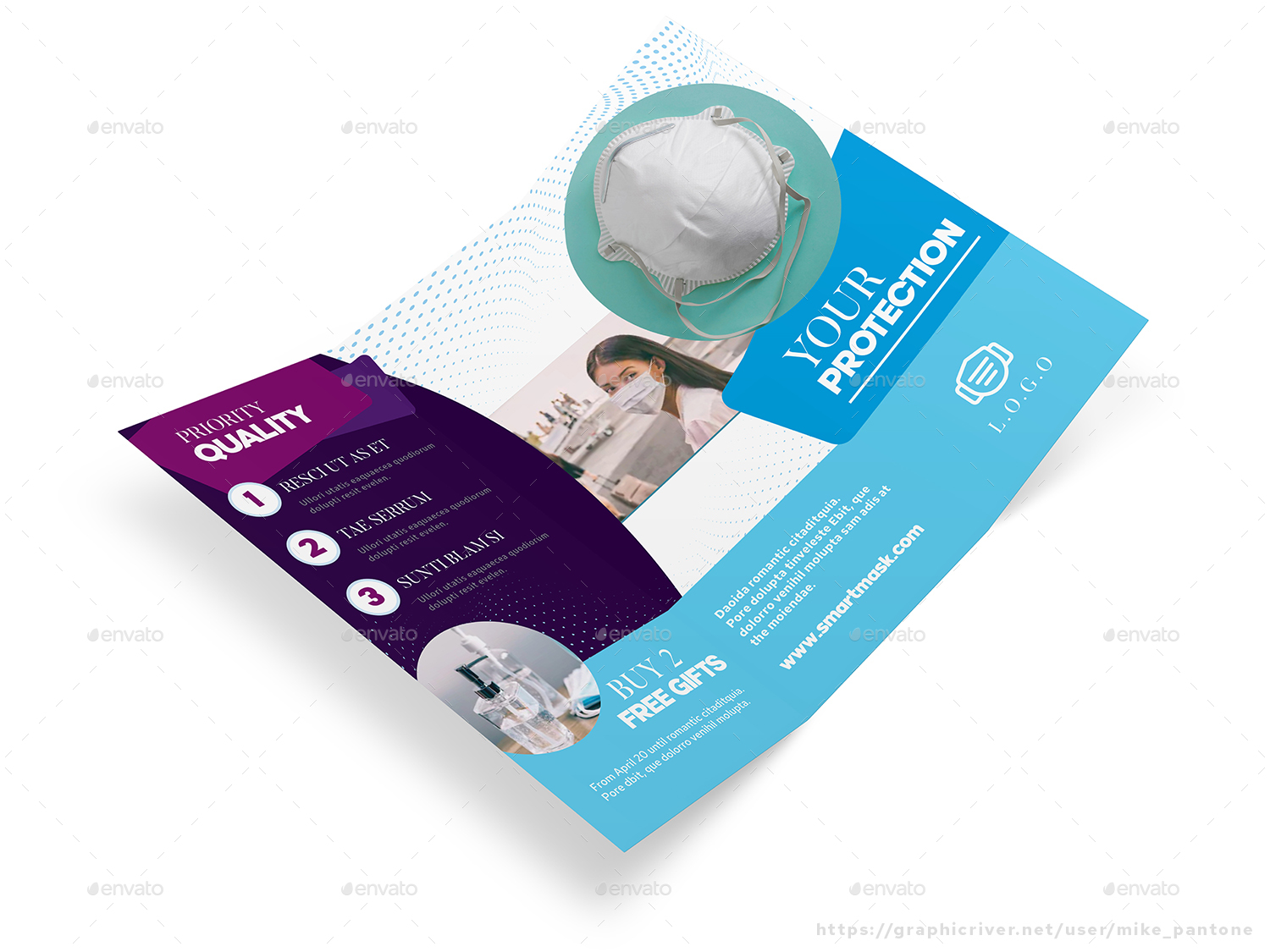 Protection Mask Trifold Brochure, Print Templates | GraphicRiver