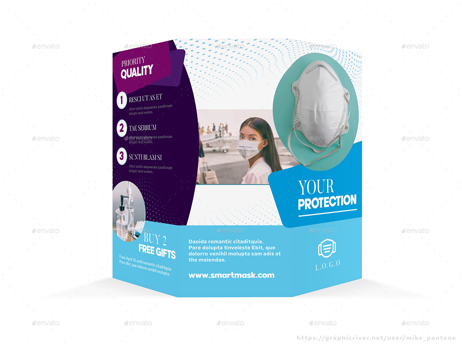Protection Mask Trifold Brochure, Print Templates | GraphicRiver