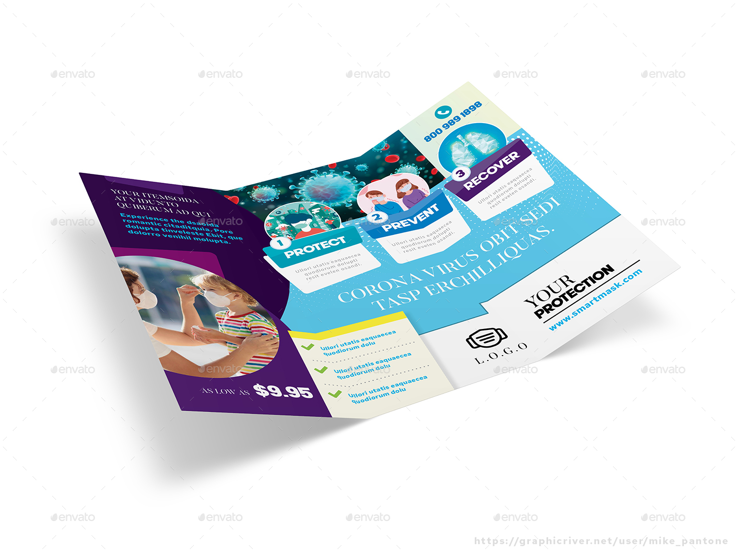 Protection Mask Trifold Brochure, Print Templates | GraphicRiver