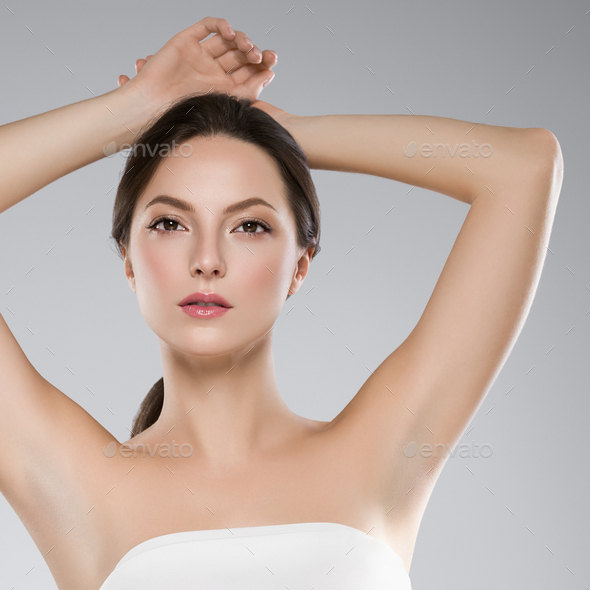 Armpit woman depilation concept hand up Stock Photo by kiraliffe ...