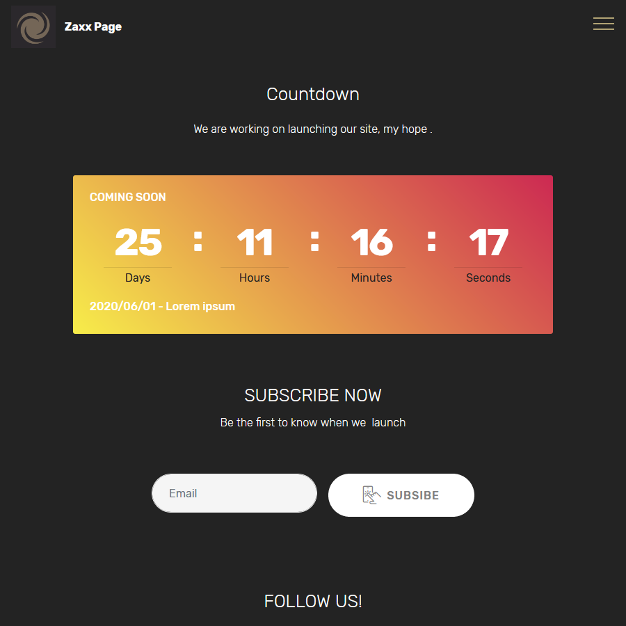 Zaxx Page- Coming Soon Landing Page by James50000 | CodeCanyon