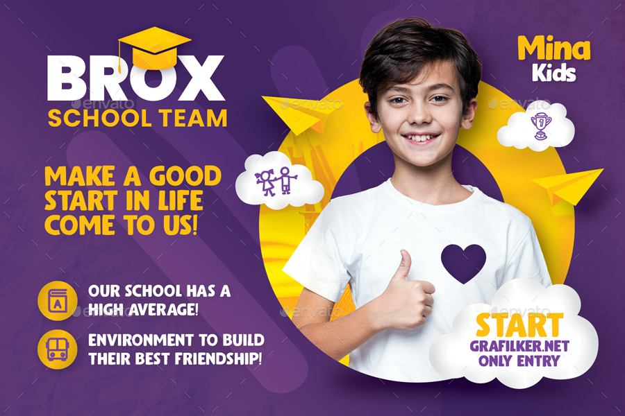 Kids School Postcard Templates, Print Templates | GraphicRiver