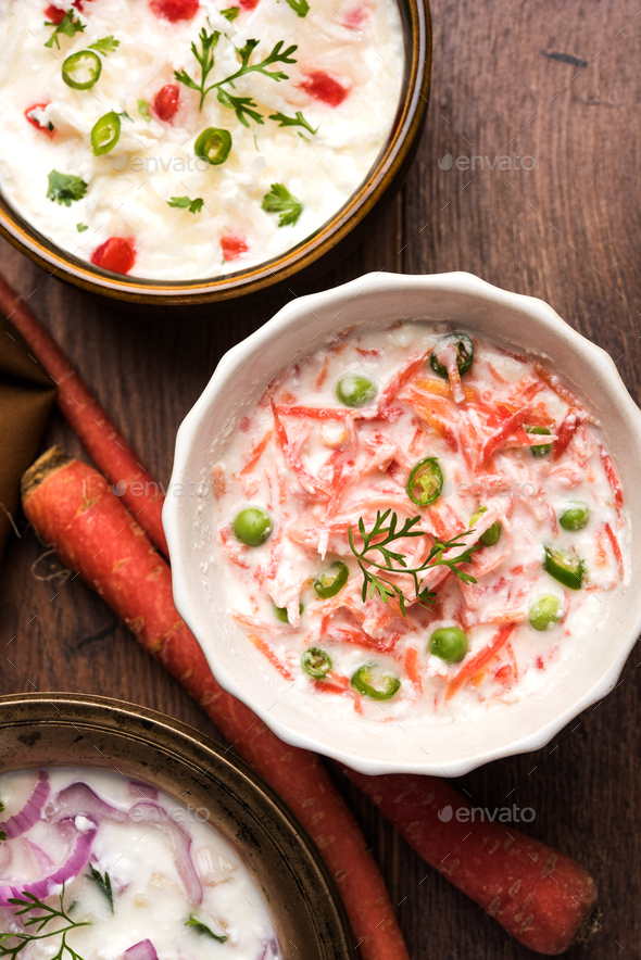 Onion, Carrot & Radish Raita Stock Photo by stockimagefactory | PhotoDune