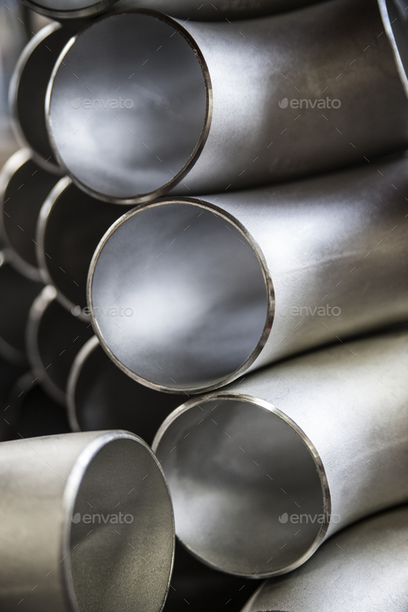 Sill life of aluminum pipes manufactured in a sheet metal factory Stock ...