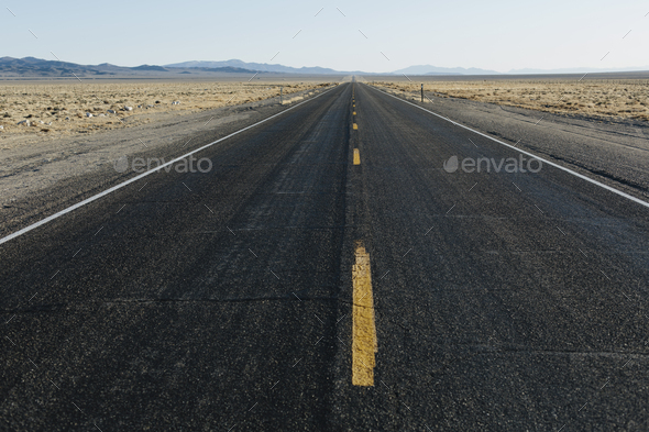 Remote rural two lane road reaching to the horizon. Stock Photo by Mint ...