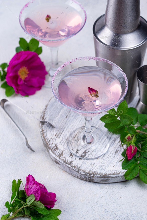 Pink martini cocktail with rose syrup Stock Photo by furmanphoto ...