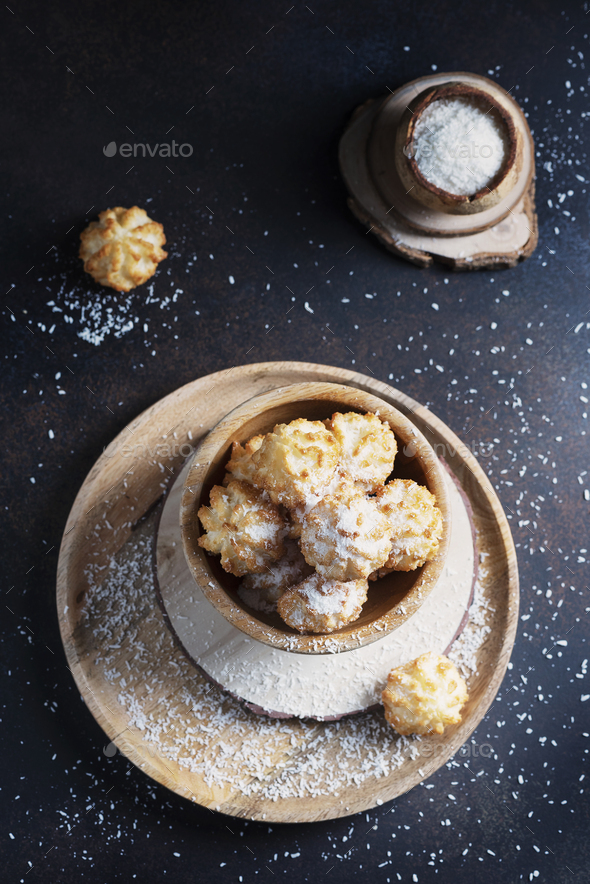 Traditional italian cookies with coconut Stock Photo by OxanaDenezhkina