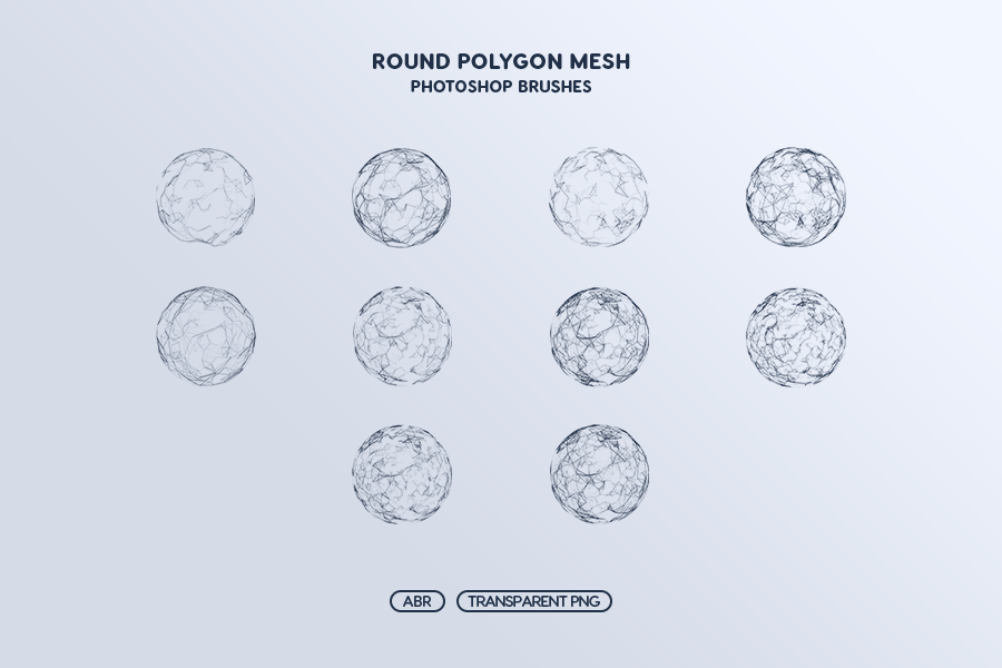 Round Polygon Mesh Photoshop Brushes, Add-ons | GraphicRiver
