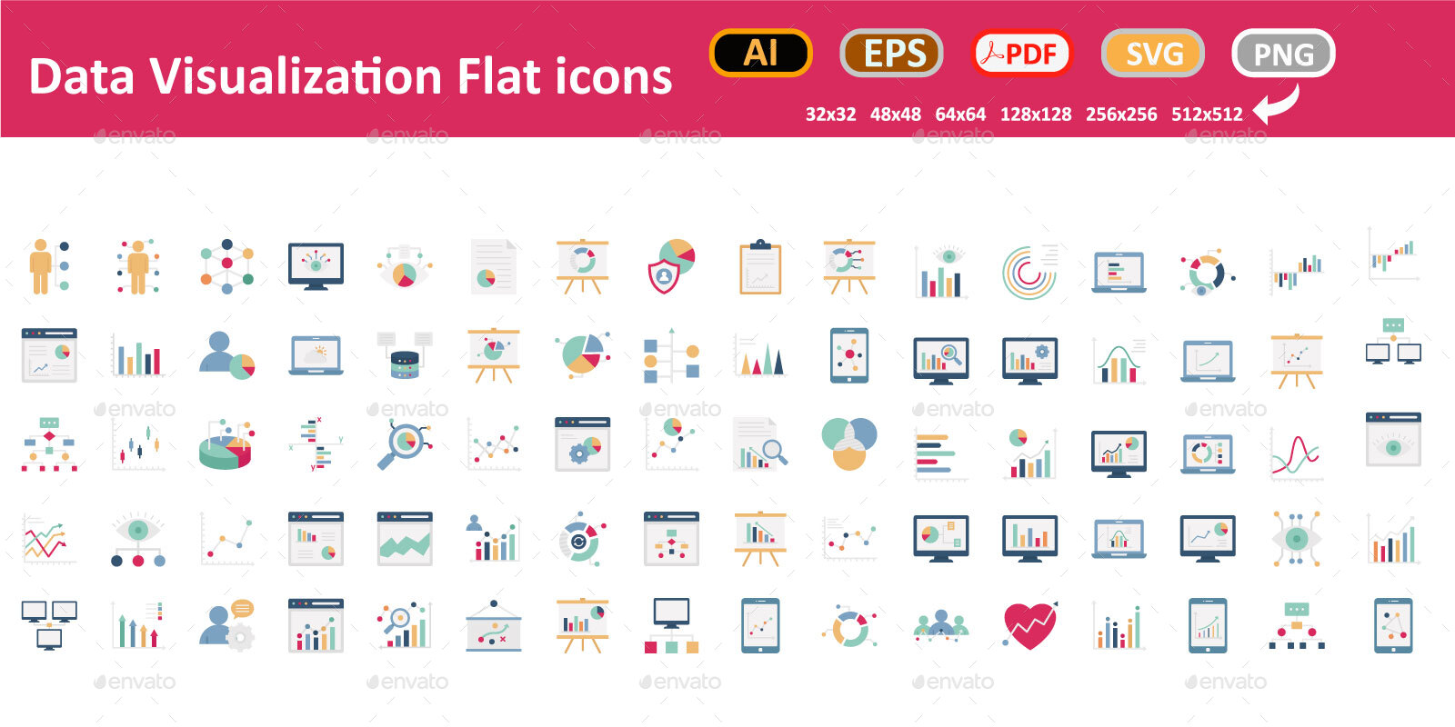 Data Visualization Vector icons, Icons | GraphicRiver