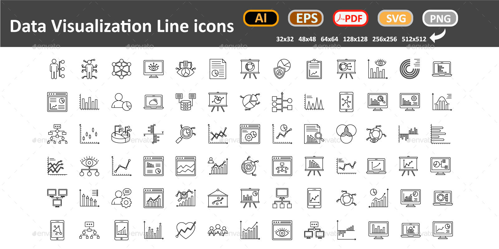Data Visualization Vector icons, Icons | GraphicRiver