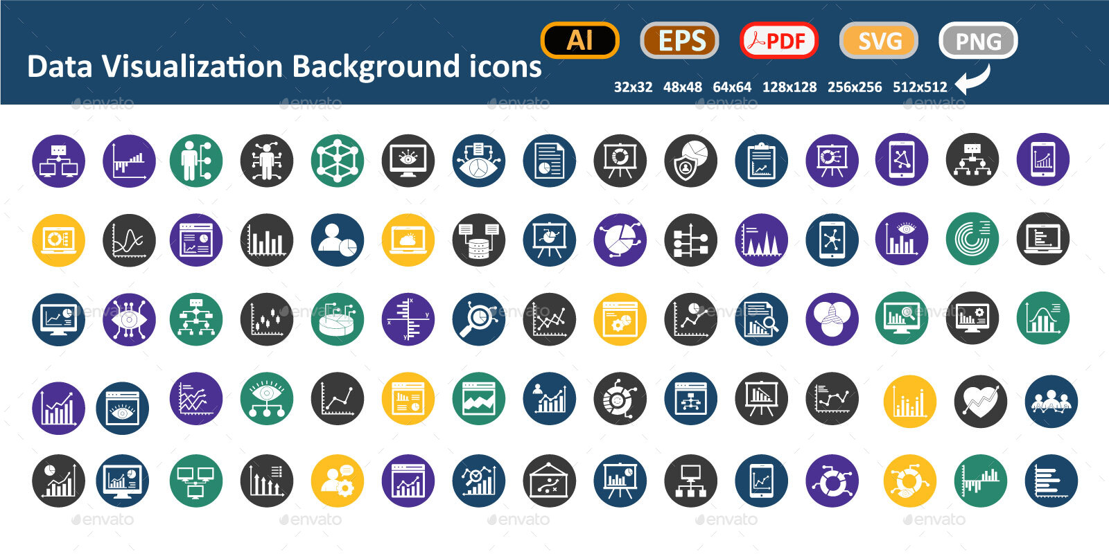 Data Visualization Vector icons, Icons | GraphicRiver