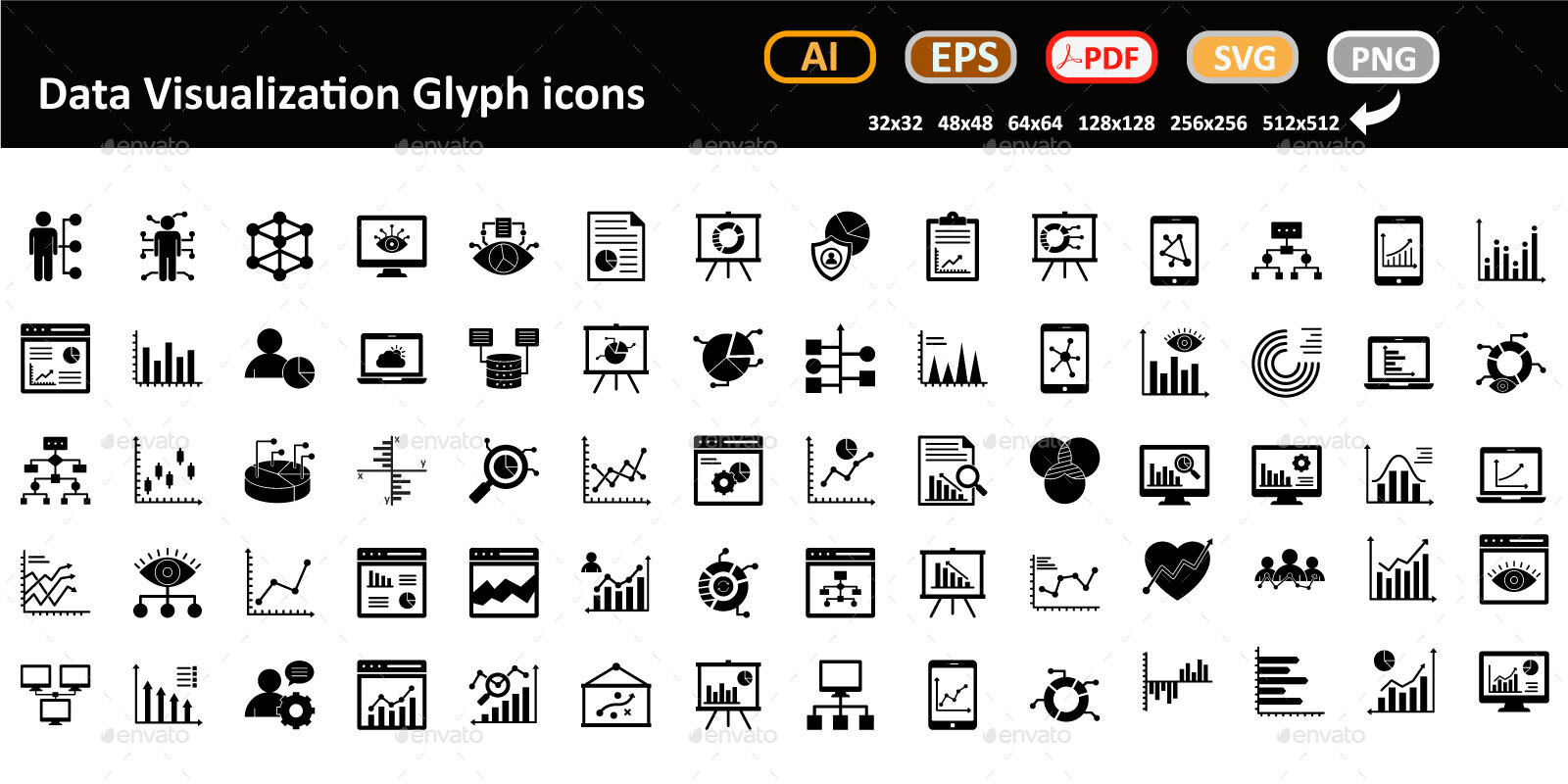 Data Visualization Vector icons, Icons | GraphicRiver